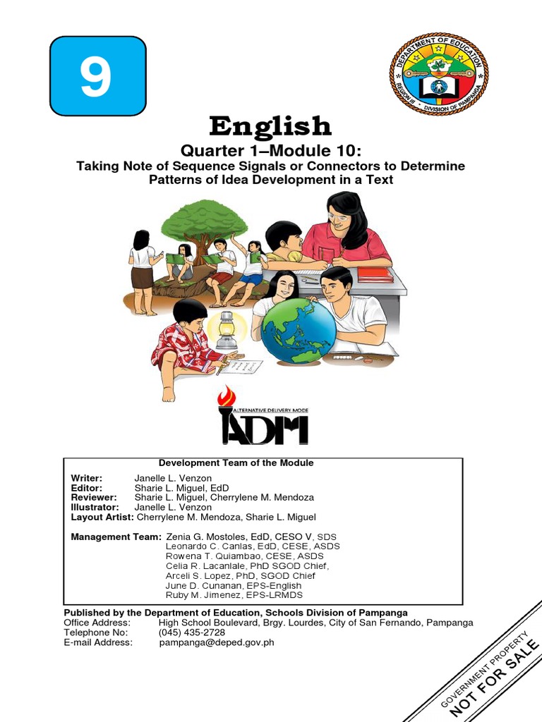 English9 - q1 - Mod10 - Take Note of Sequence Signals or Connectors To Determine Patterns of ...