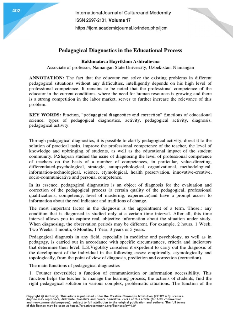 Pedagogical Diagnostics in The Educational Process | PDF | Creative ...