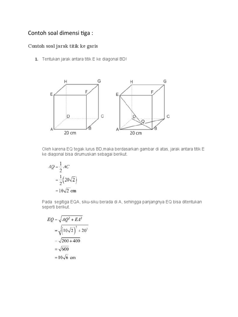 Contoh Soal Dimensi Tiga Kelas 12 | PDF