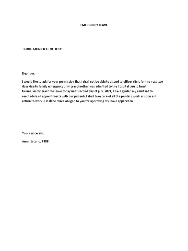 Emergency Leave Request for Grandmother | PDF