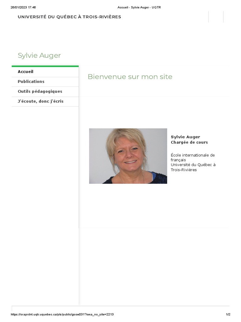 Accueil - Sylvie Auger - UQTR | PDF