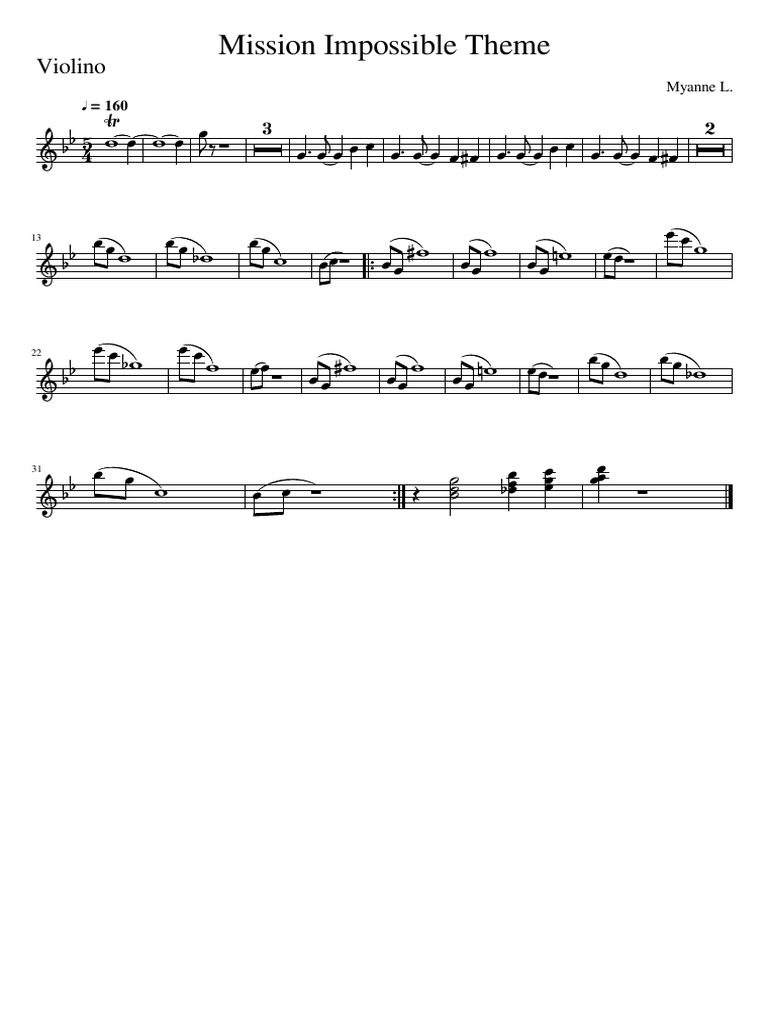 Mission Impossible Theme Violino Pdf