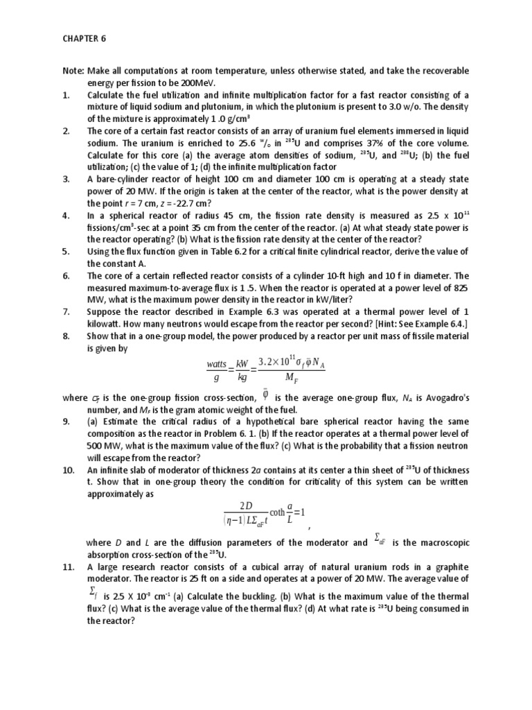 Chapter 6 | PDF | Nuclear Reactor | Nuclear Fuel