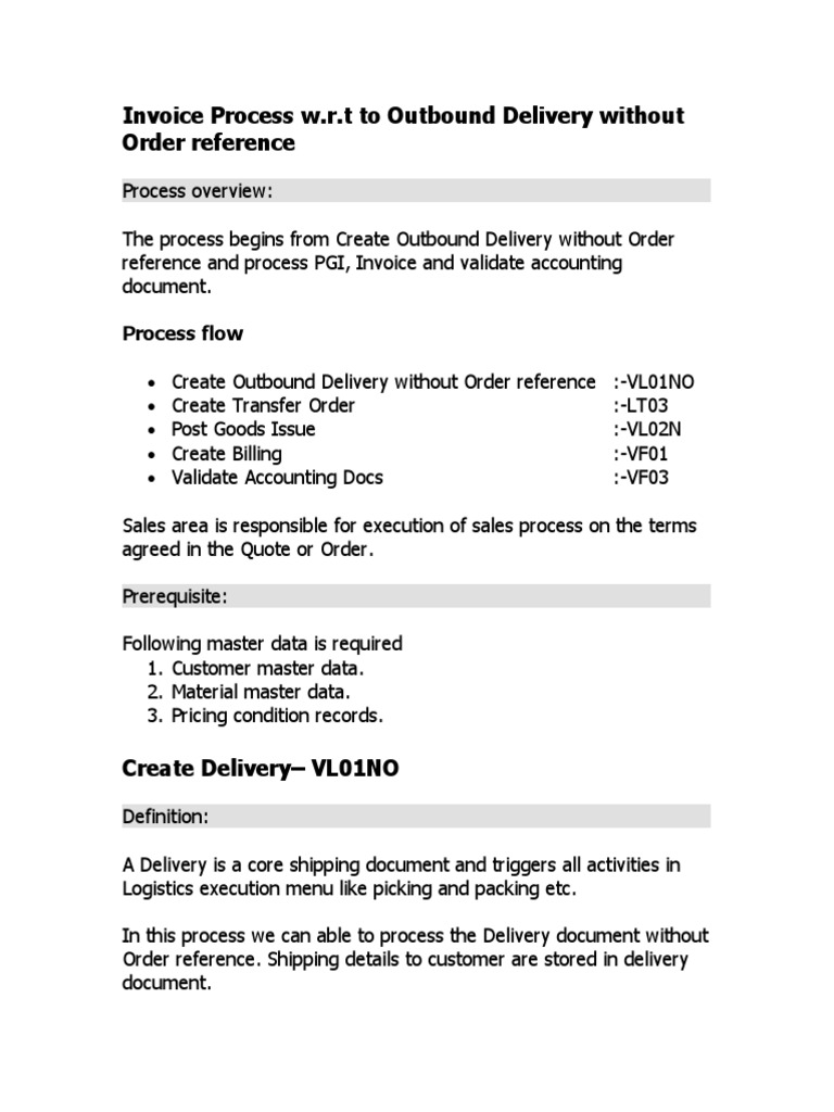Outbound Delivery and Billing Process in SAP | PDF | Invoice | Computing