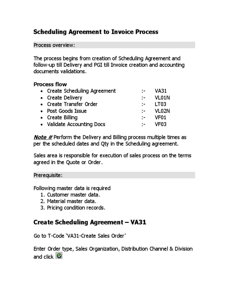 06 - Scheduling Agreement - To - Invoice - Process - 001 | PDF ...