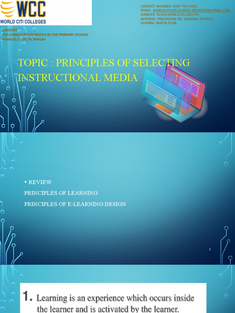 EDUC201 Principles in Selecting Appropriate Instructional Media | PDF ...
