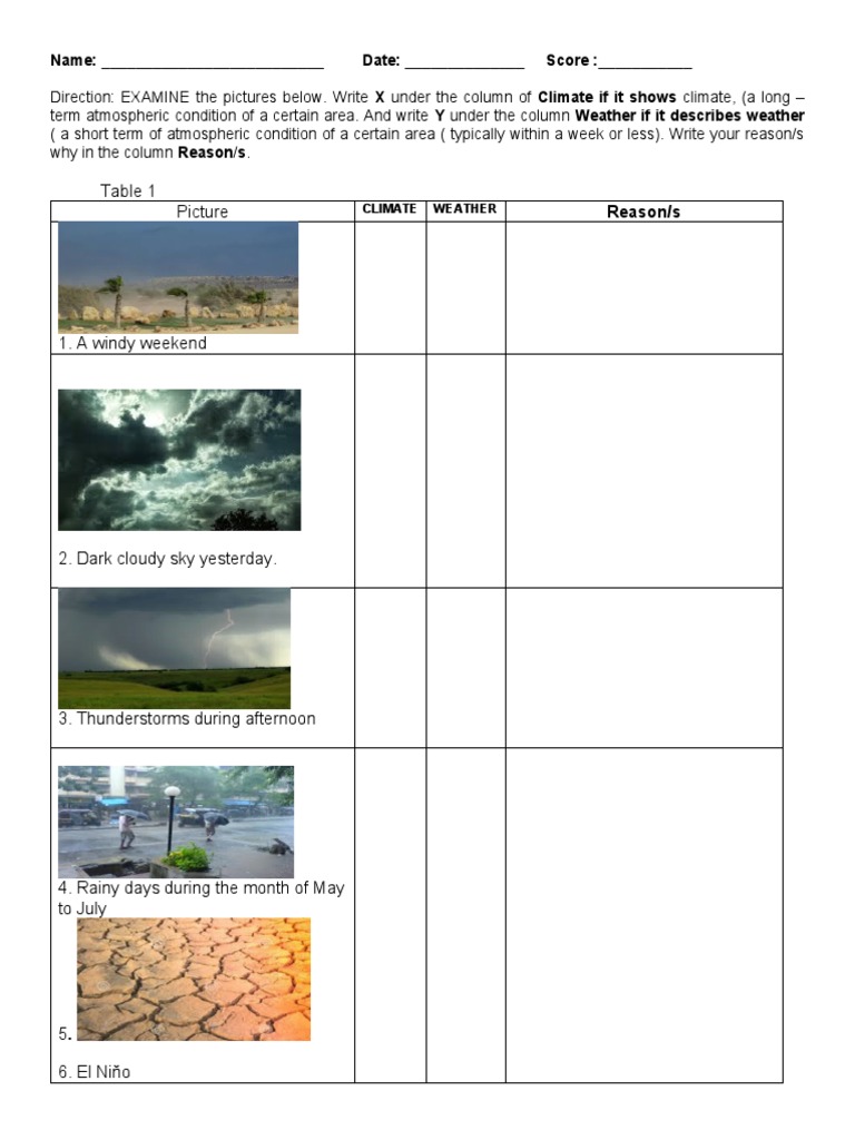 Climate vs. Weather: Exam Questions | PDF | Climate | Weather