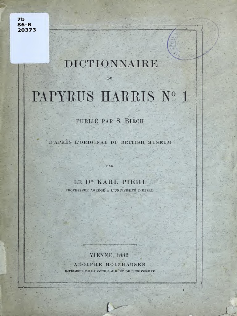 Dictionnaire of Papyrus Harris | PDF | Écriture hiéroglyphique ...
