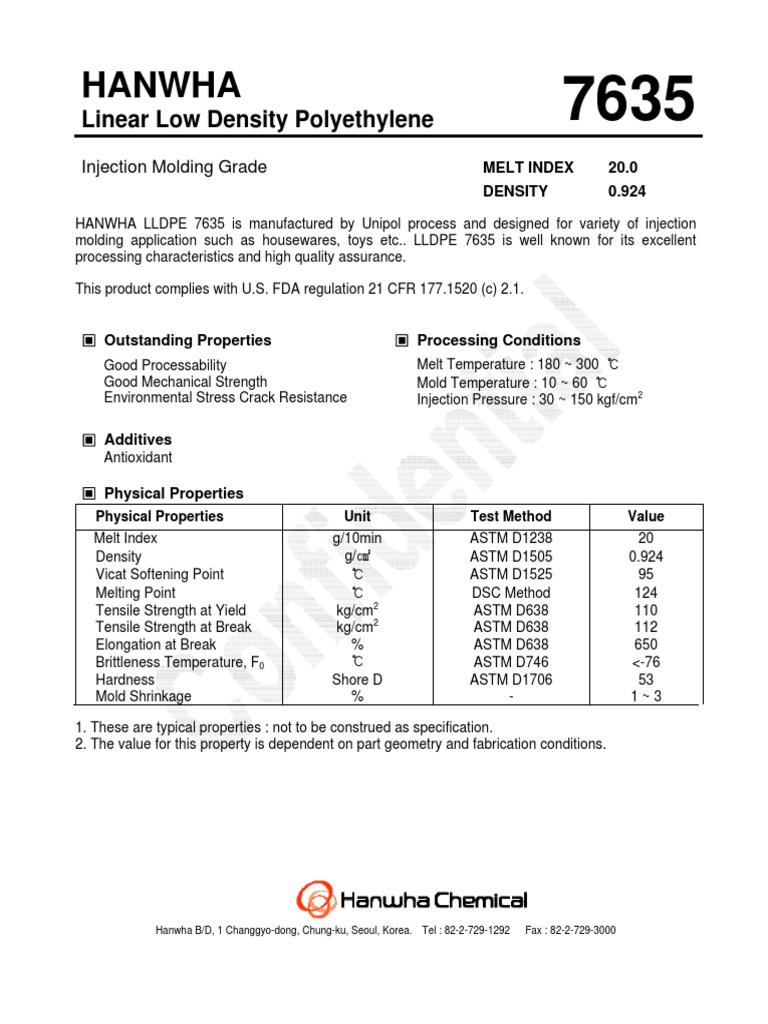 Hanwha LLDPE 7635 | PDF