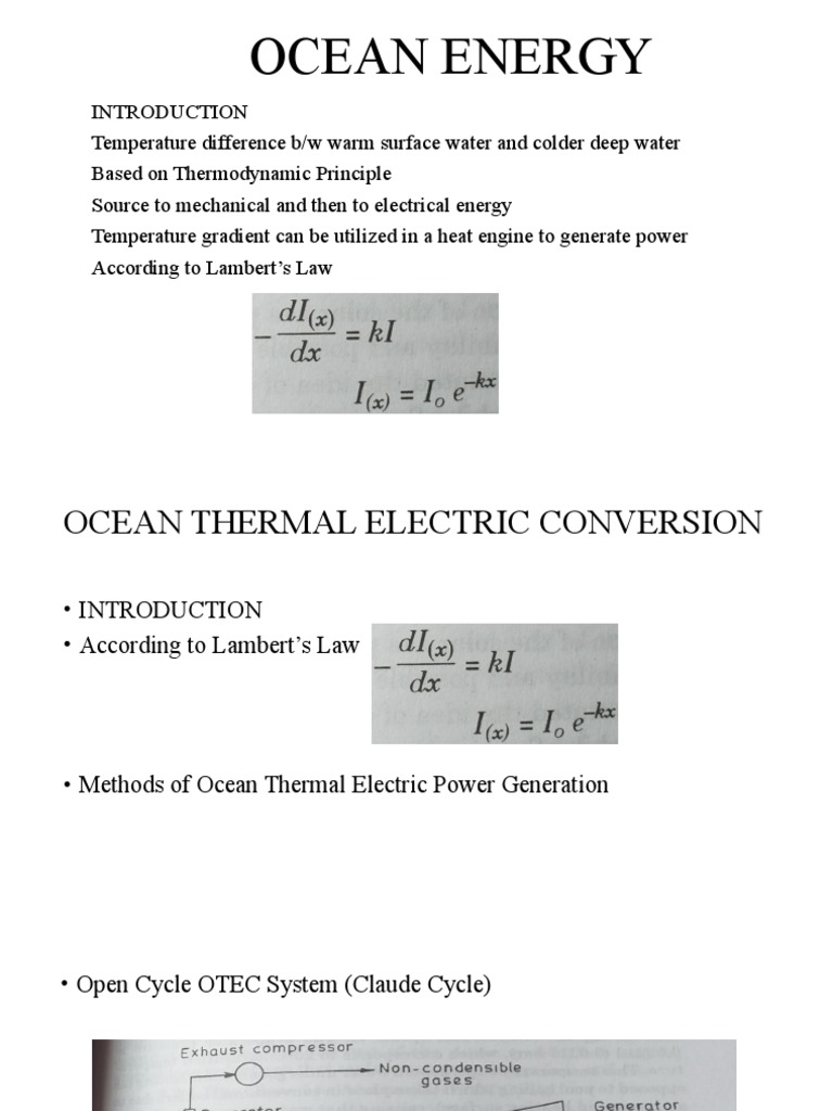 Ocean Energy Conversion Methods | PDF | Power Station | Electrical ...