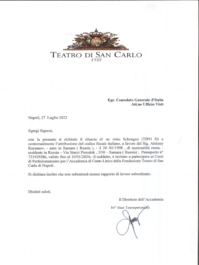 Lettera Permesso Di Soggiorno | PDF