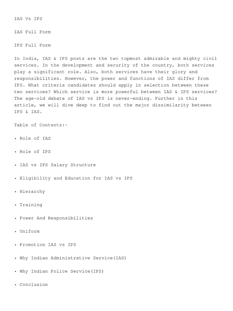 IAS VS IPS Full Summary | PDF | Government