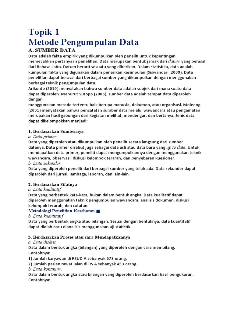 Metode Pengumpulan Data | PDF