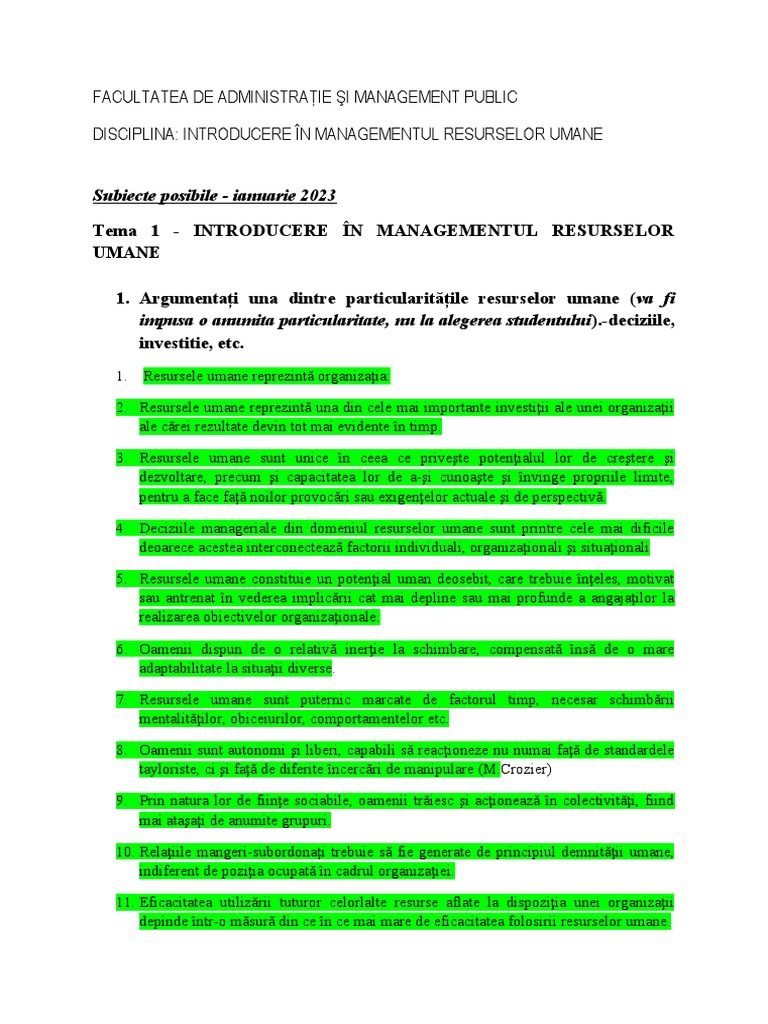 Subiecte Posibile IMRU 2023-RU | PDF