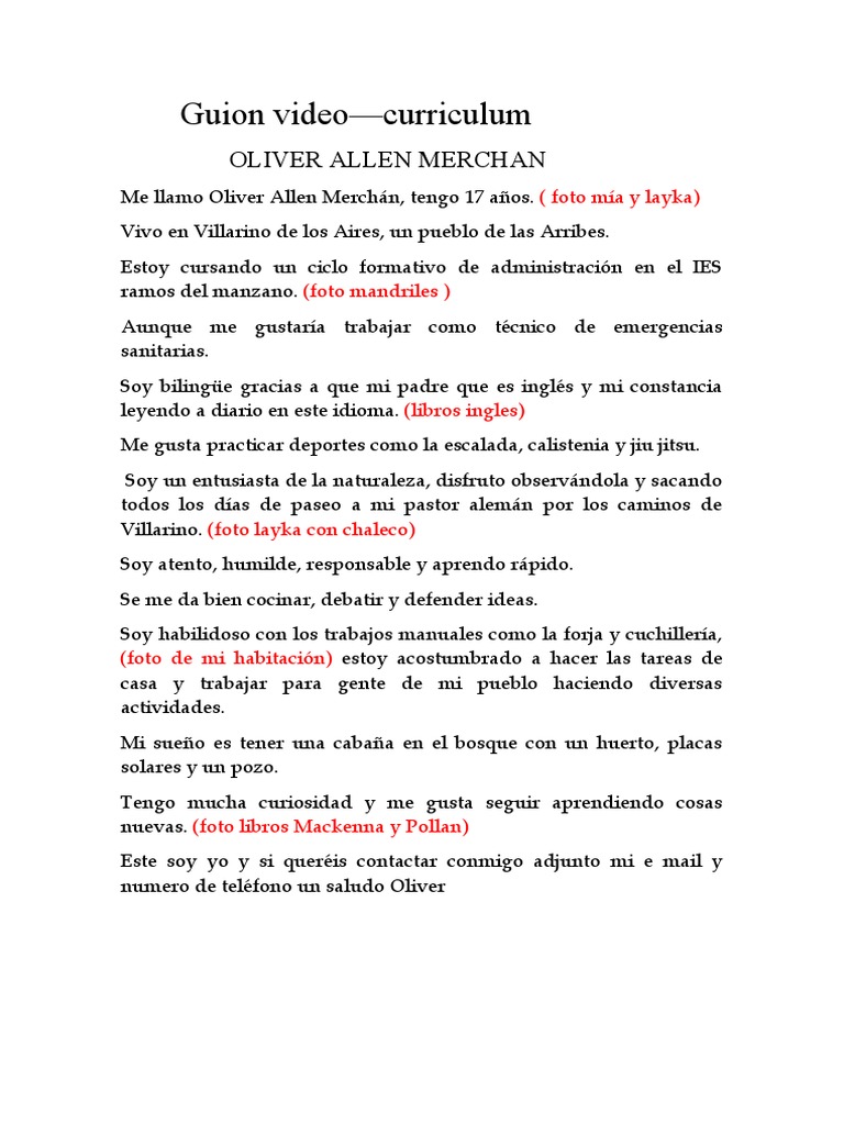 Guion Video | PDF | Artes del Lenguaje y Comunicación