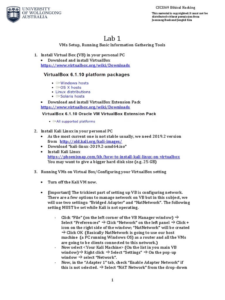 CSCI369 Lab 1 | PDF | Computer Network | Virtual Machine