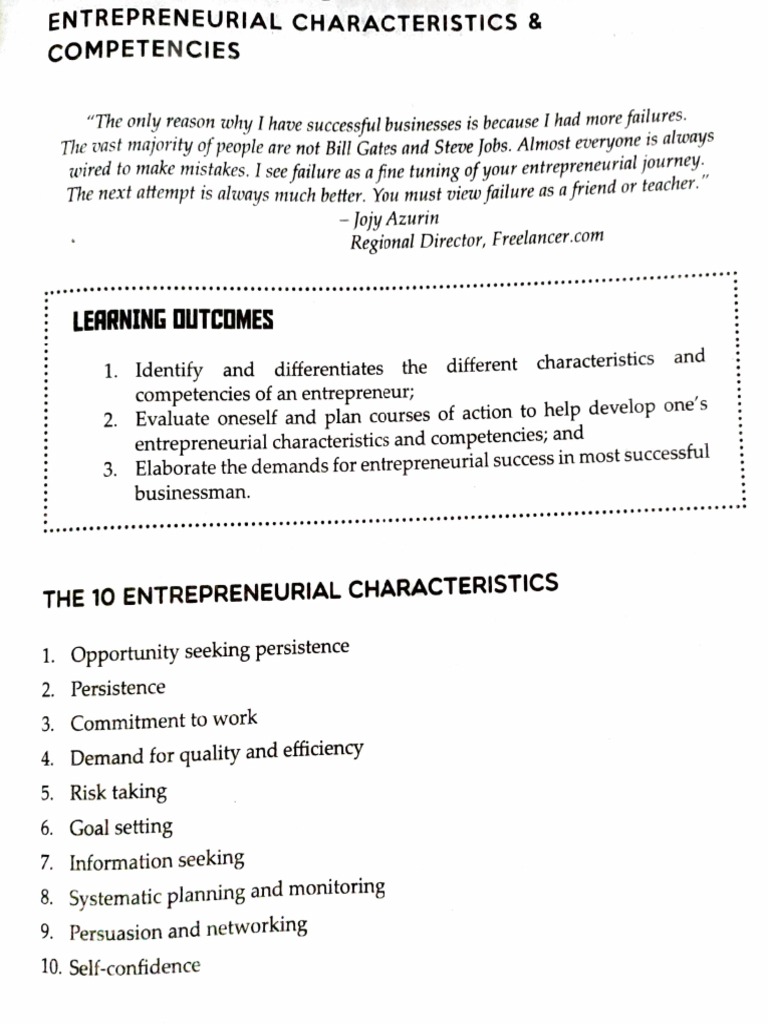 Entrepreneurial Characteristics & Skills | PDF | Entrepreneurship ...