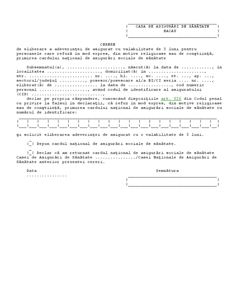 Cerere Refuz Card | PDF