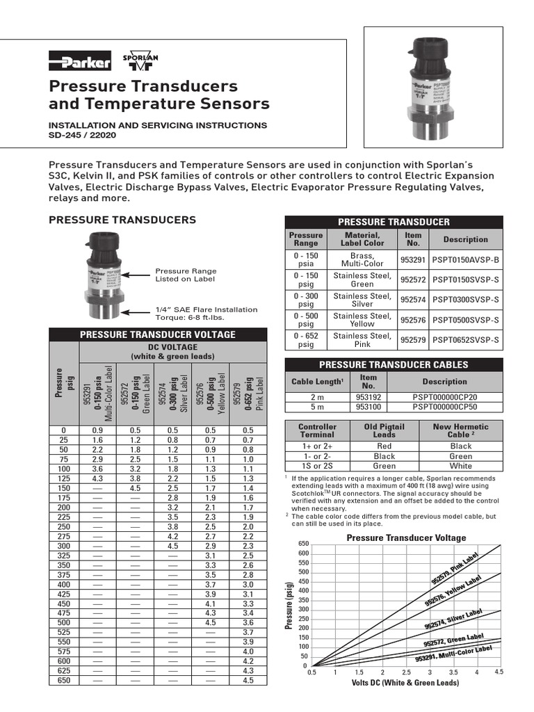 SD 245 Press Transducer and Temp Sensor | PDF | Electrical Engineering ...