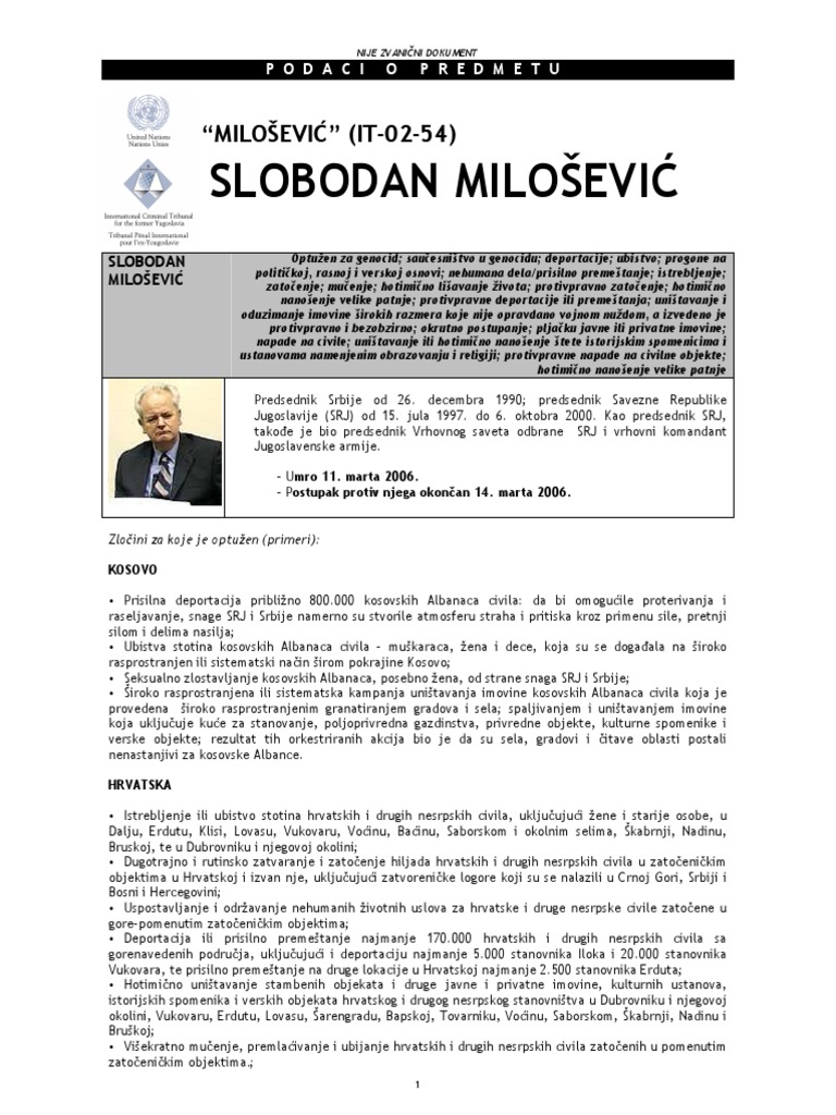 Cis Slobodan Milosevic Bcs | PDF