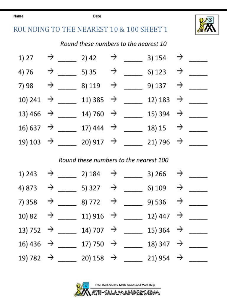Rounding Nearest 10 100 1 | PDF | Teaching Methods & Materials ...