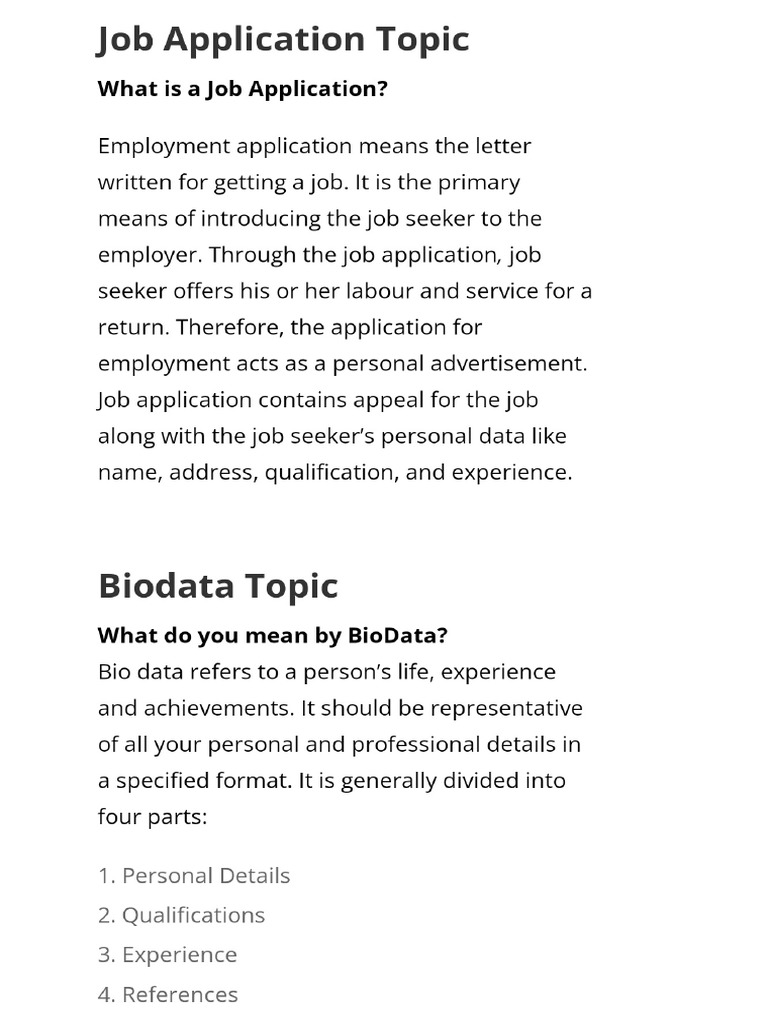 Job Application Notes | PDF