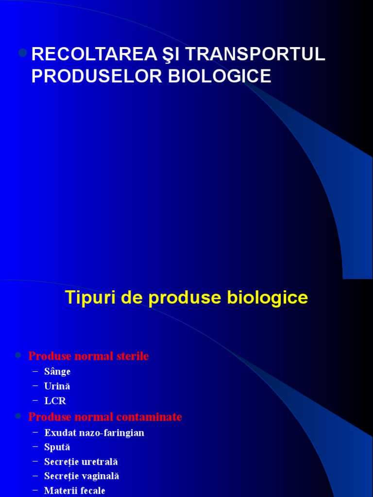 LP Bacteriologie - Recoltarea Produselor Patologie, Apei Si Alimentelor ...