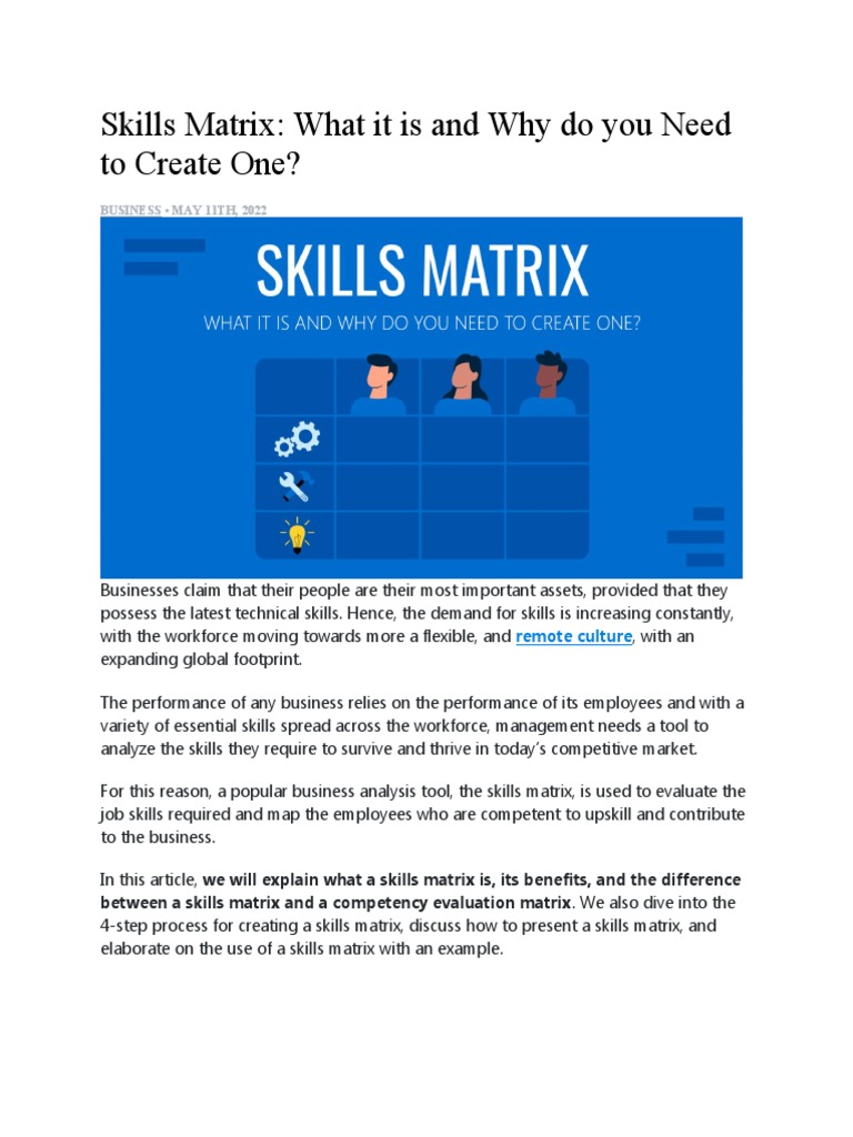Skills Matrix for Business Leaders | PDF | Competence (Human Resources ...