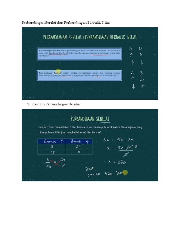 Perbandingan Senilai Dan Perbandingan Berbalik Nilai | PDF