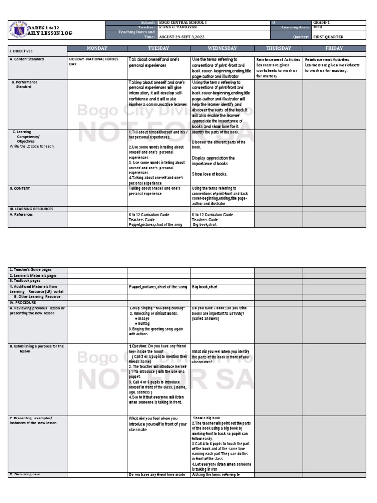 DLL in MTB WEEK 1 | PDF | Learning | Pedagogy