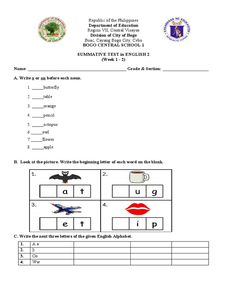 Summative Test ENGLISH 2 (WK1-8) | PDF | Language Families | Languages