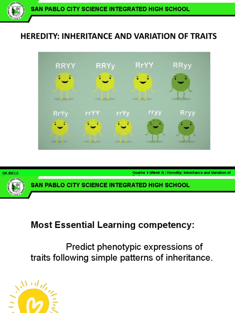Heredity: Inheritance and Variation of Traits: San Pablo City Science ...