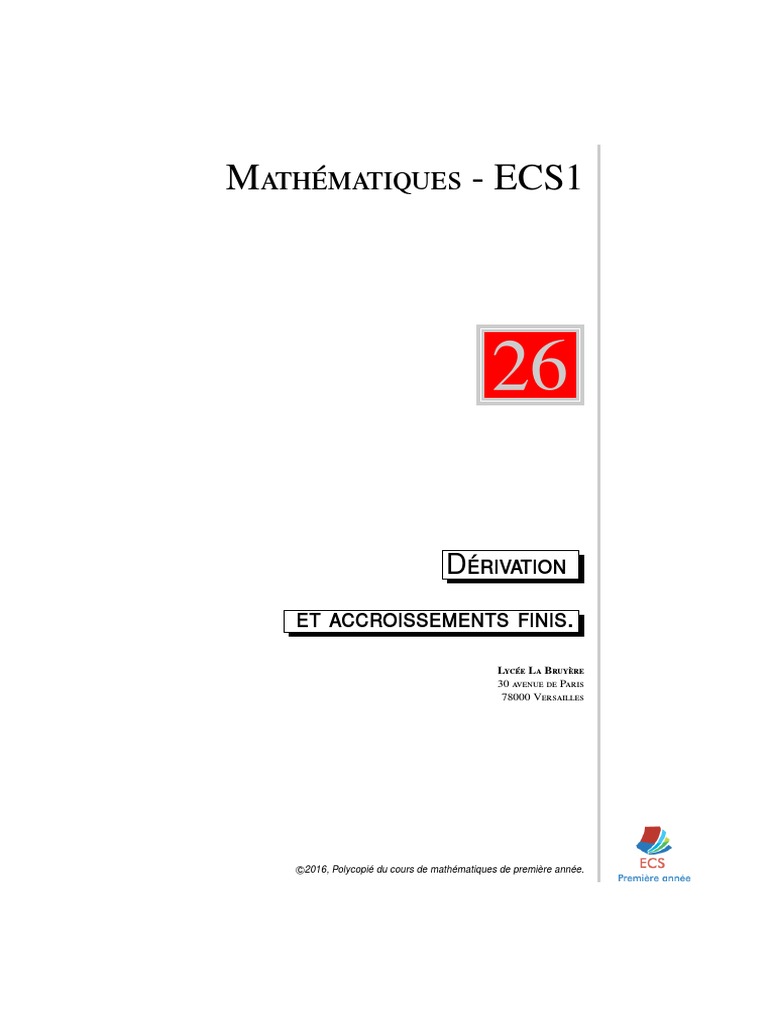 26-Derivation Poly | PDF | Fonction monotone | Extremum