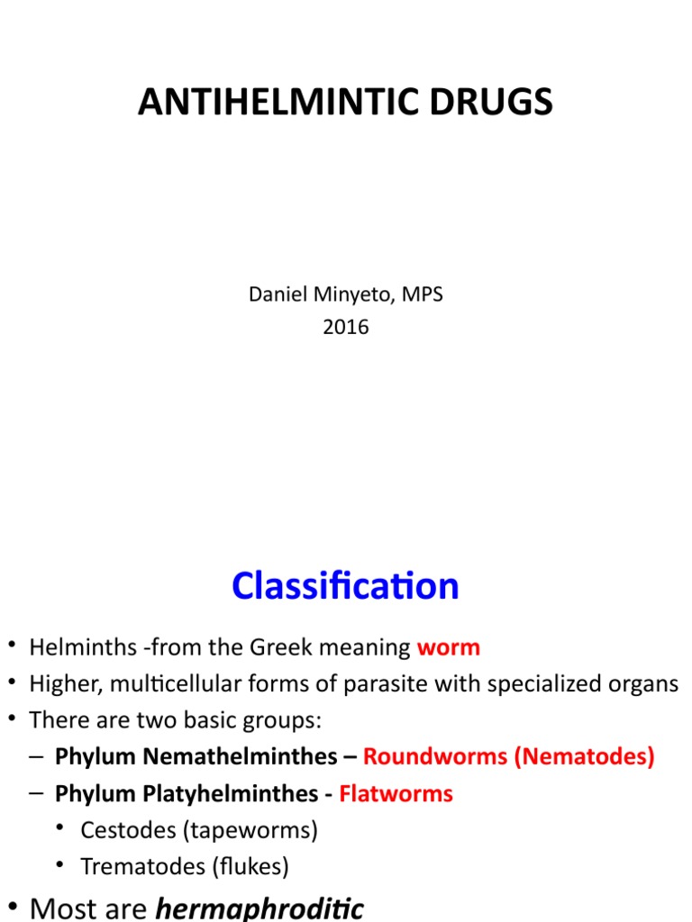 Antihelmintic Drugs | PDF | Parasitology | Diseases And Disorders