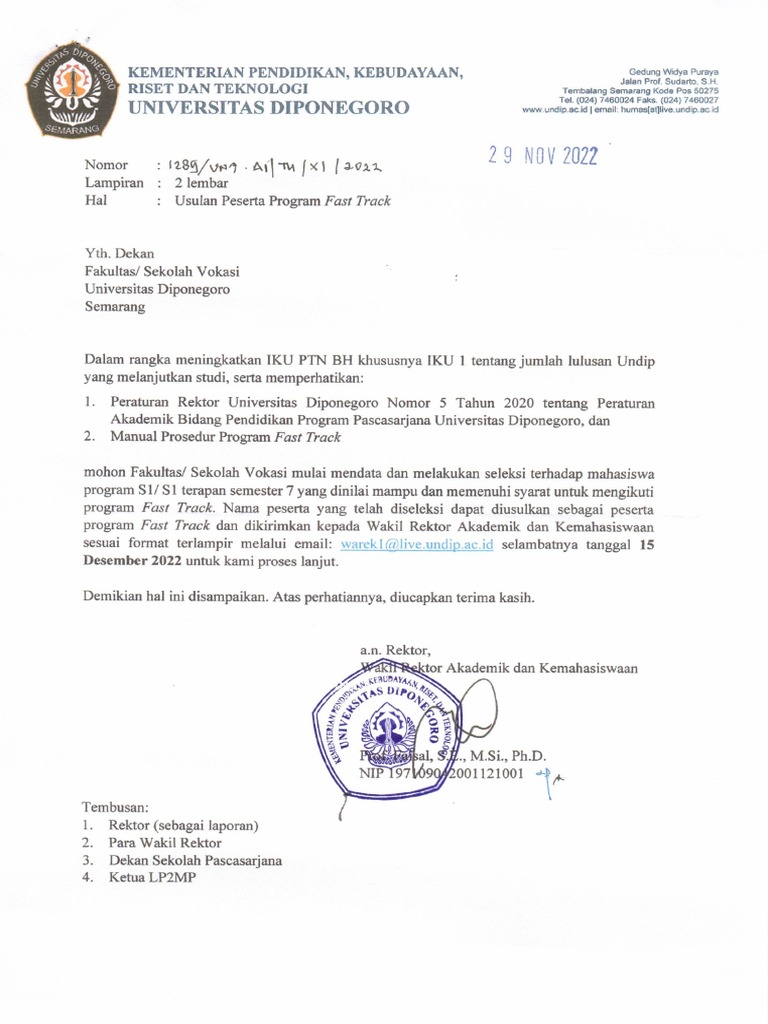 Usulan Peserta Program Fast Track | PDF