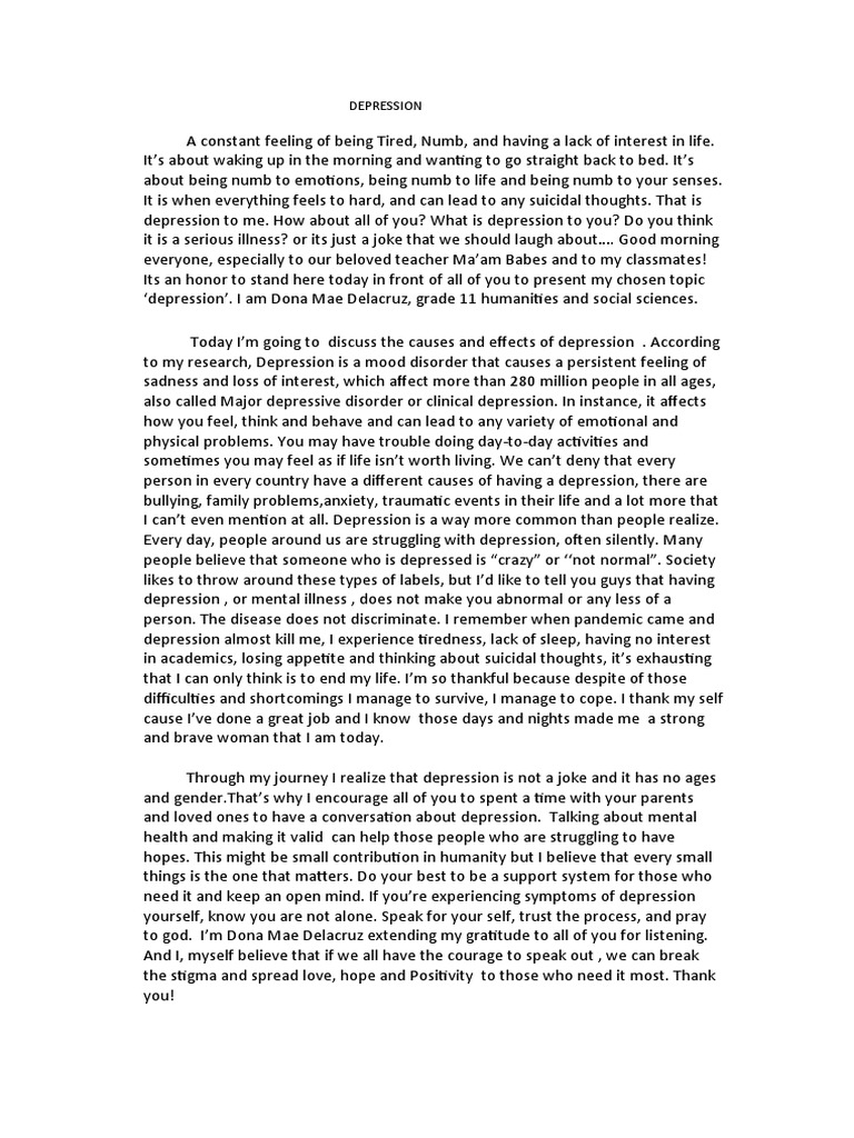 DEPRESSION | PDF | Depression (Mood) | Major Depressive Disorder