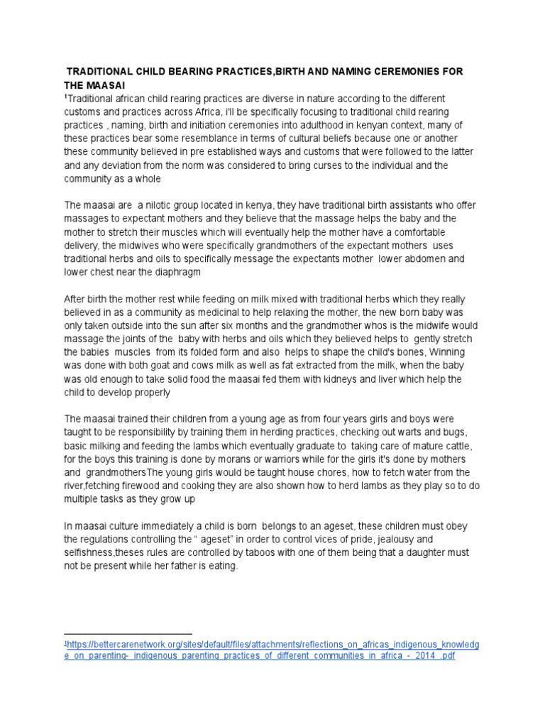 Traditional Child Rearing Practices | PDF | Wellness | Lifestyle