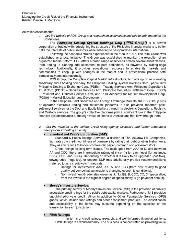 FM - Module 4.BSMA 2-1.Maglipon-Kristian Denise-U | PDF | Credit Rating | Bond Credit Rating
