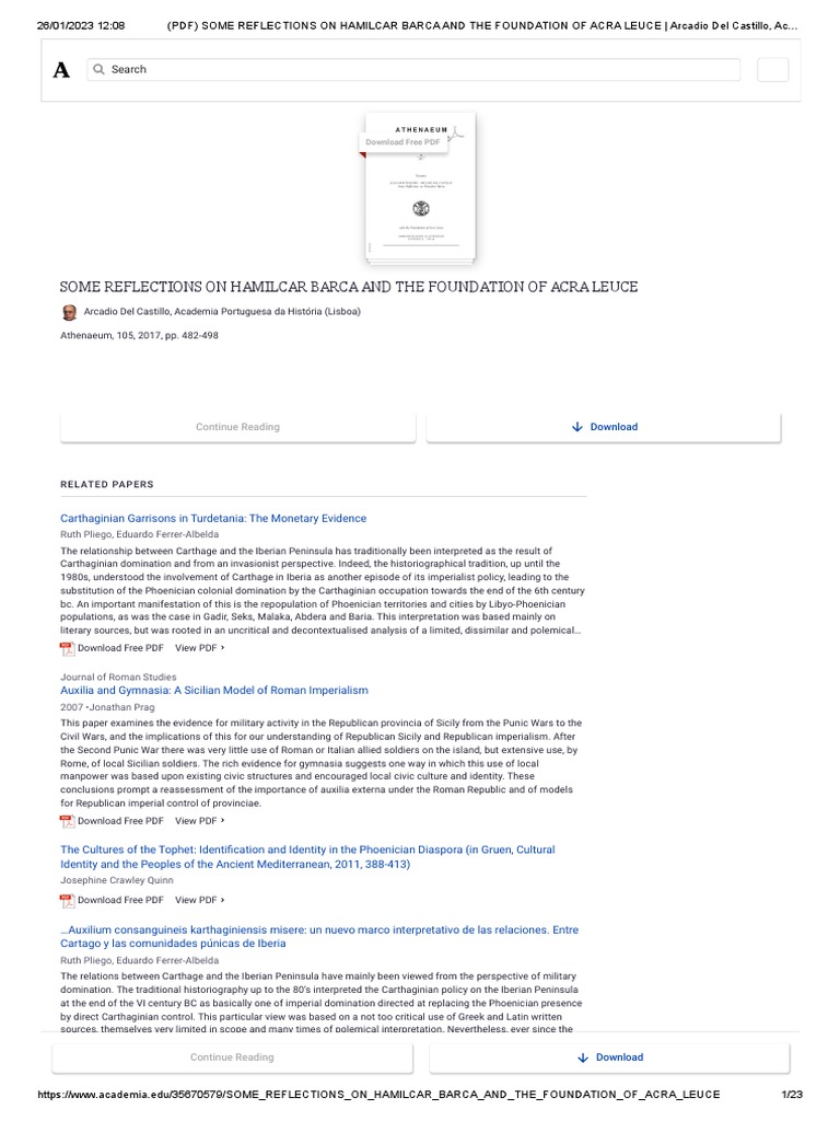 (PDF) Some Reflections On Hamilcar Barca and The Foundation of Acra ...