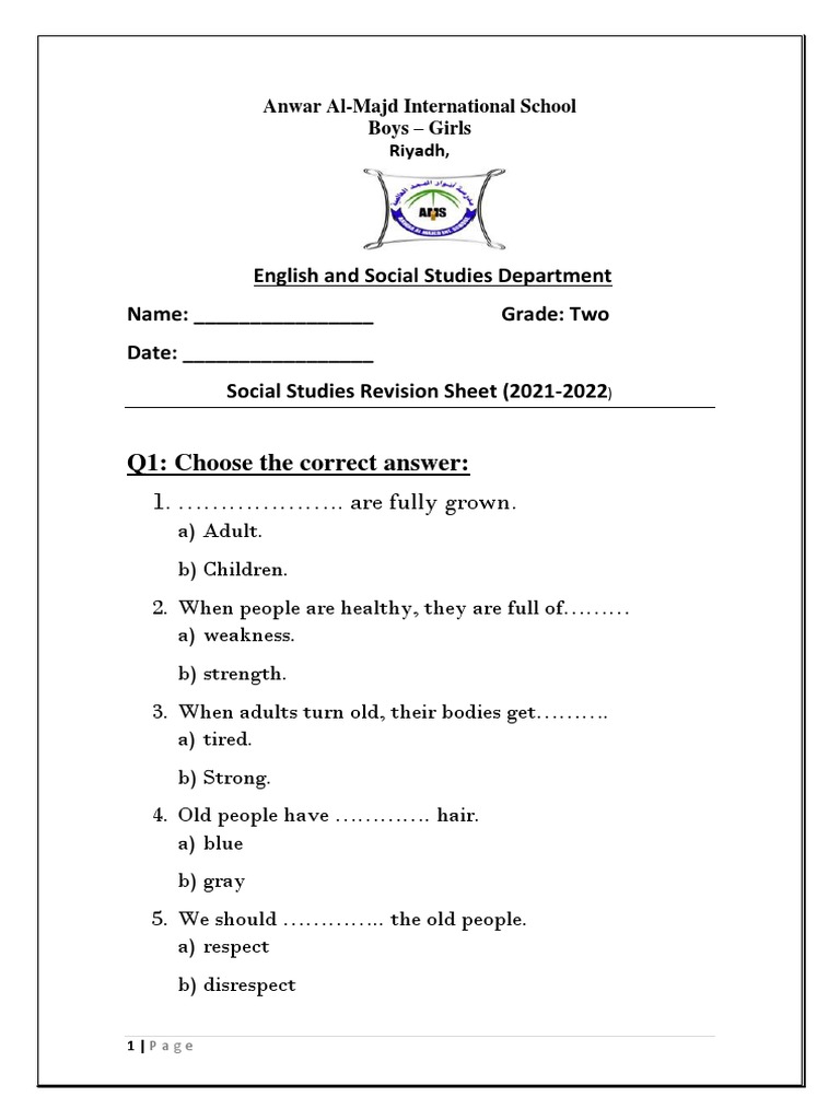 Social Studies Revision Sheet GR2 | PDF