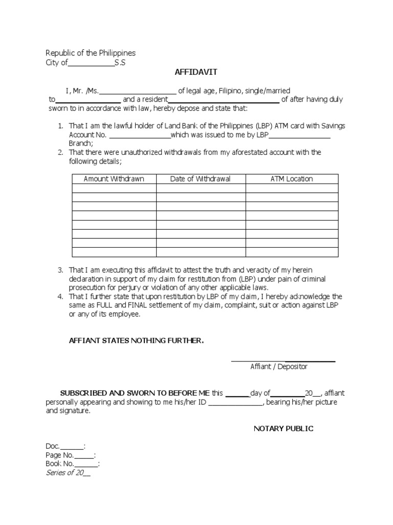 Annex B - Affidavit | PDF | Finance & Money Management | Social Science