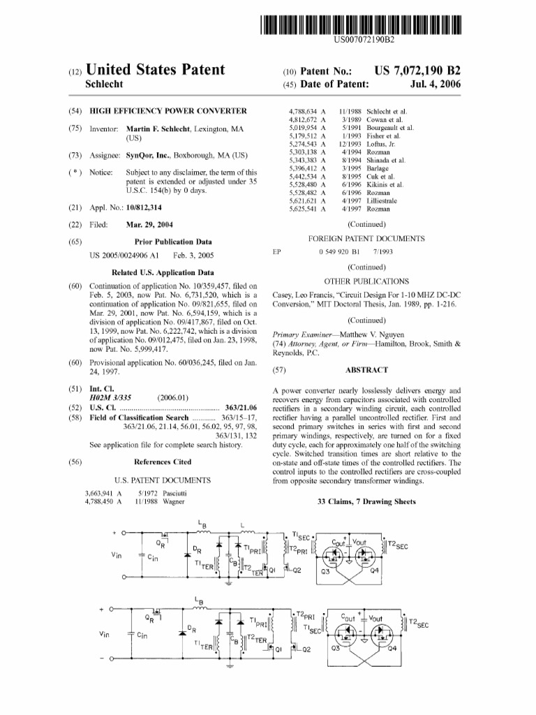 High Efficiency Power Converter Patent | PDF | Rectifier | Capacitor
