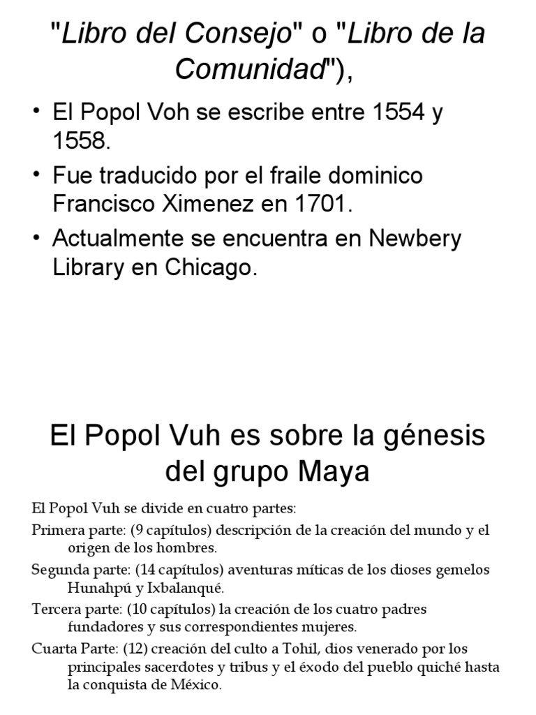 El Popol Vuh | PDF | Civilización maya | Mitos de la creación