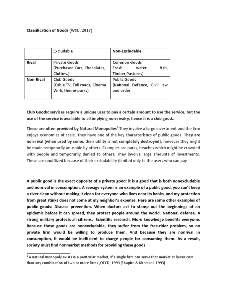 Classification of Goods | PDF | Goods | Externality