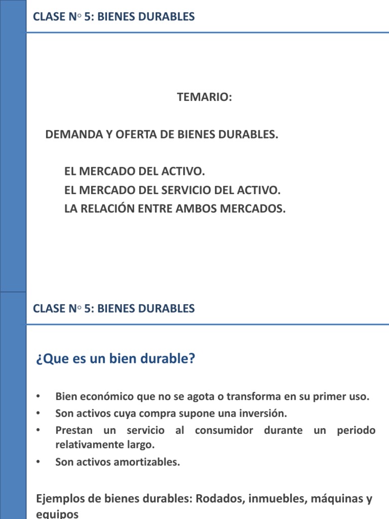 CLASE 5 - Bienes Durables | PDF | Bienes | Mercado (economía)
