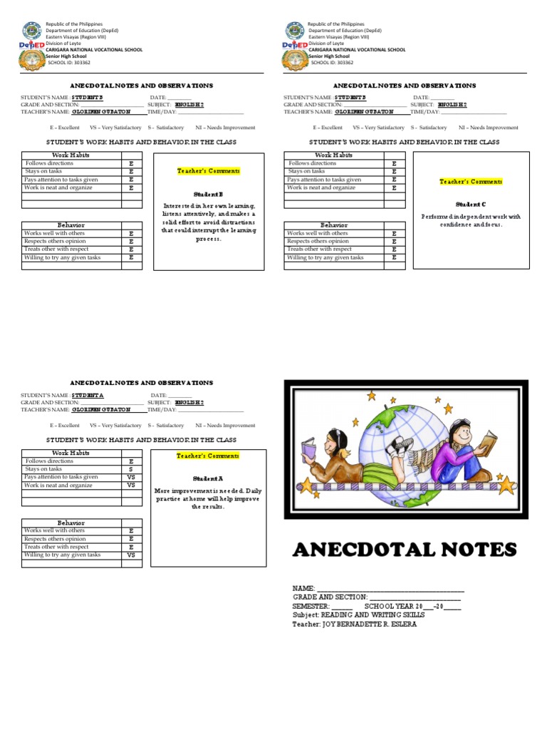 Anecdotal Record | PDF | Teachers | Attention