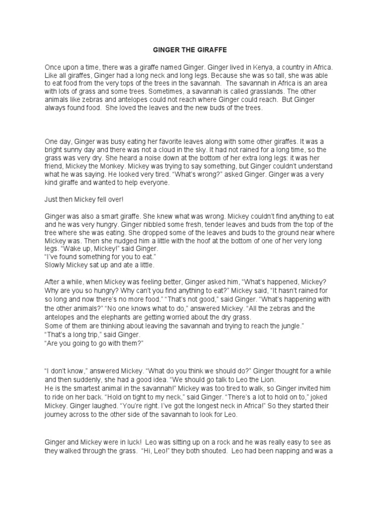 Giraffe's Adventure in the Savannah | PDF