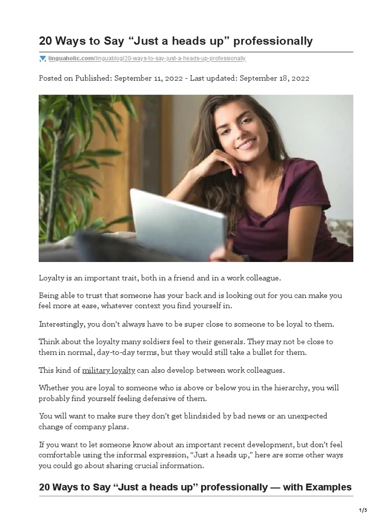 20 Ways To Say Just A Heads Up Professionally | PDF | Communication ...