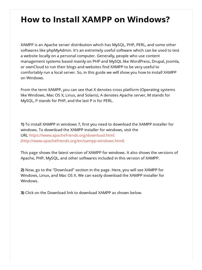 How To Install XAMPP On Windows | PDF | Installation (Computer Programs ...