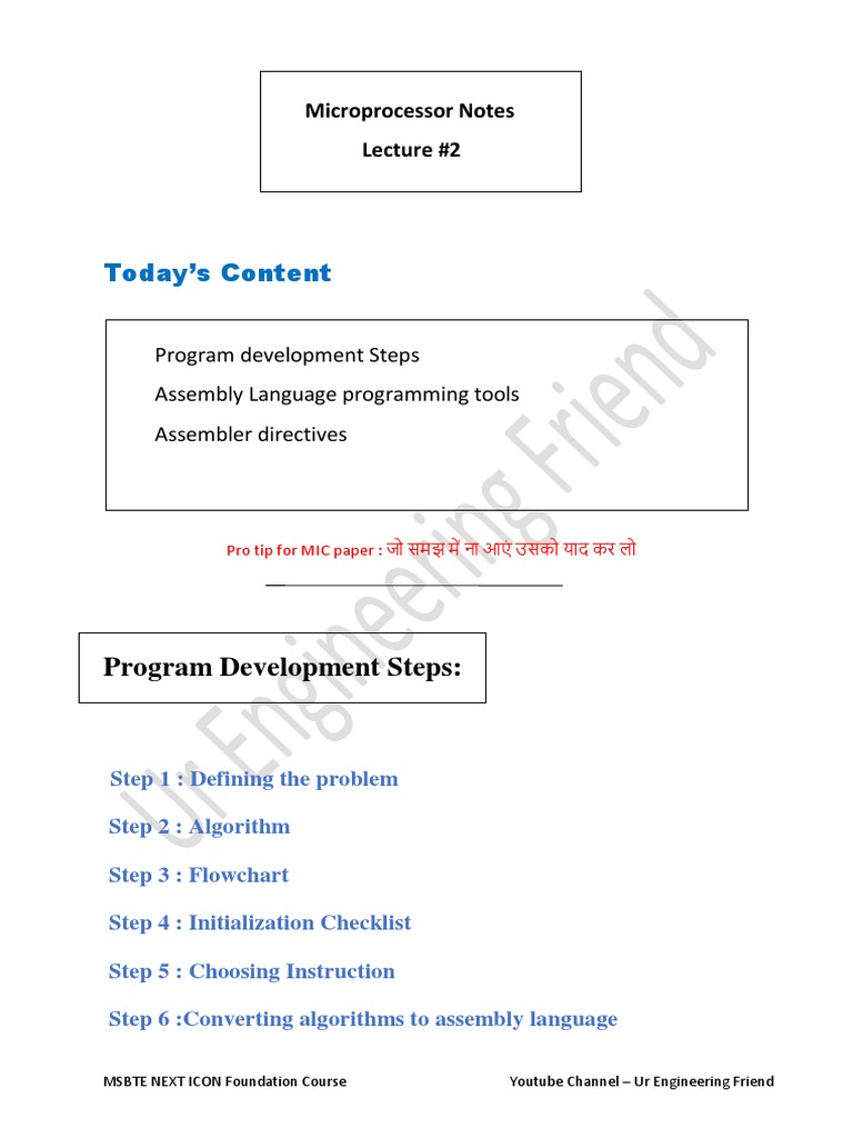 Today's Content: Program Development Steps | PDF | Assembly Language | Programming